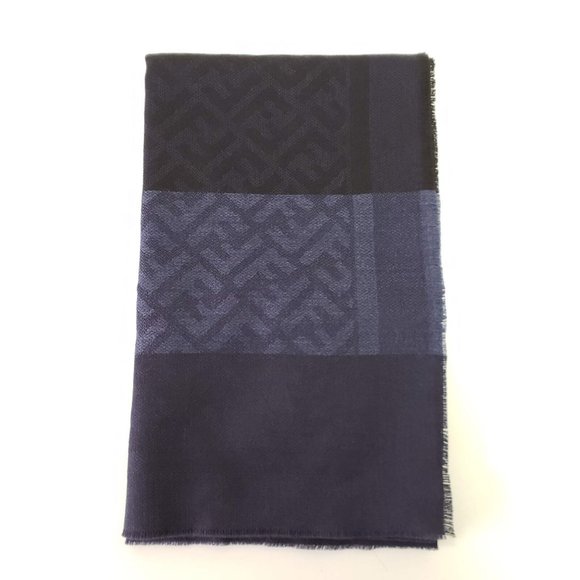 Fendi | Accessories | Fendi Ff Monogram Stole Woven Scarf Blue | Poshmark